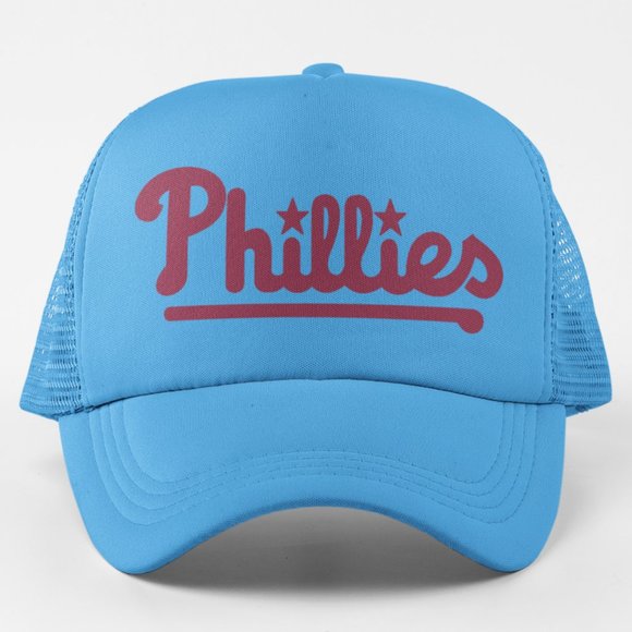 Accessories | New Phillies Script Retro Colors Foam Trucker Mesh Snapback Hat Light Blue | Poshmark